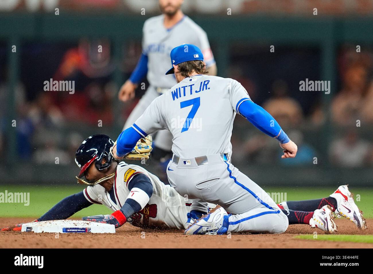 Kansas City Royals shortstop Bobby Witt Jr. (7) makes the tag on ...