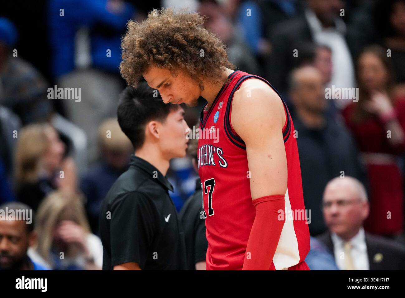 St. John's forward Ruben Prey leaves the court after the second half in ...