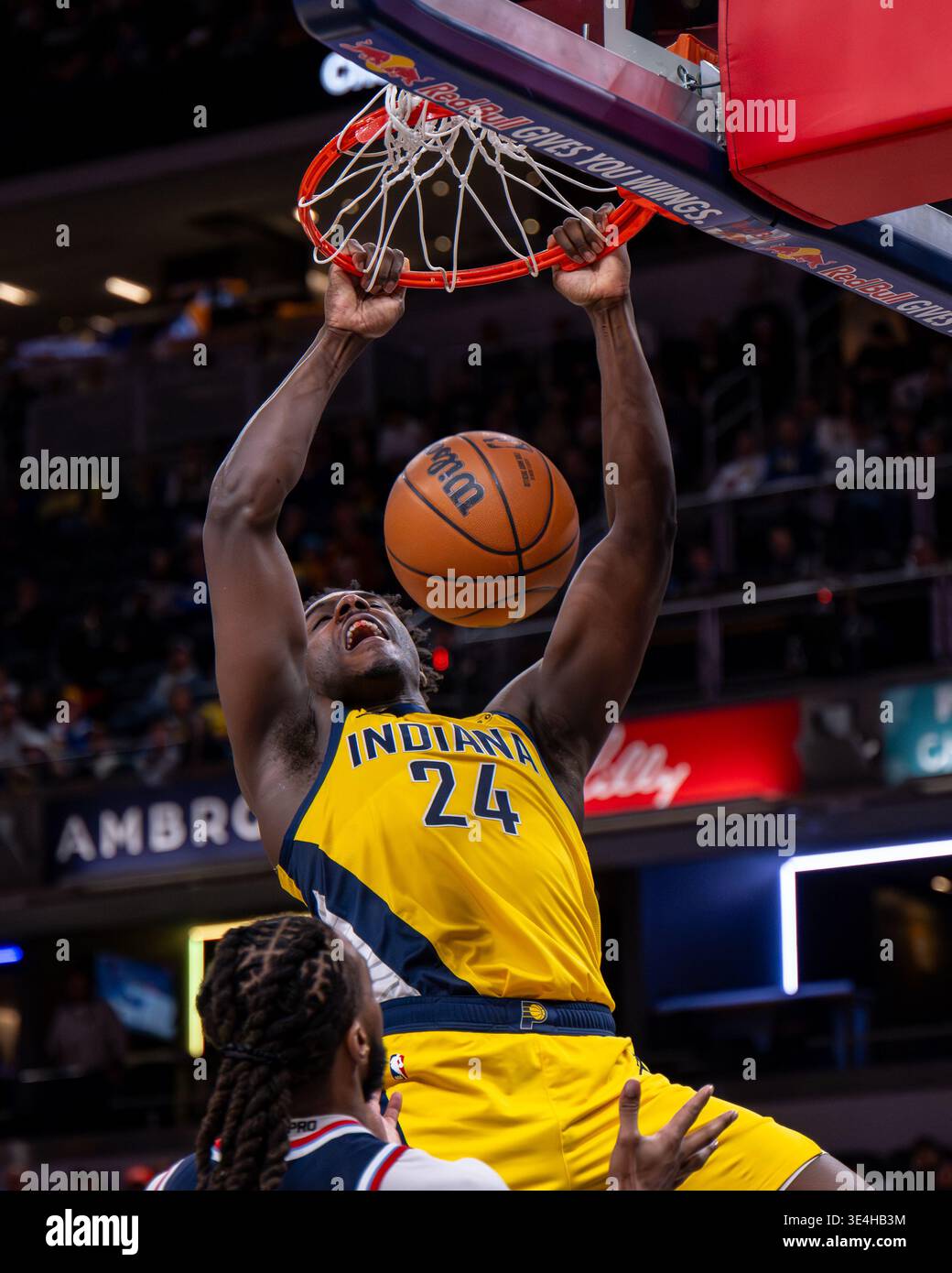 Indiana Pacers guard Kobe Brown (24) dunks during the second half of an ...