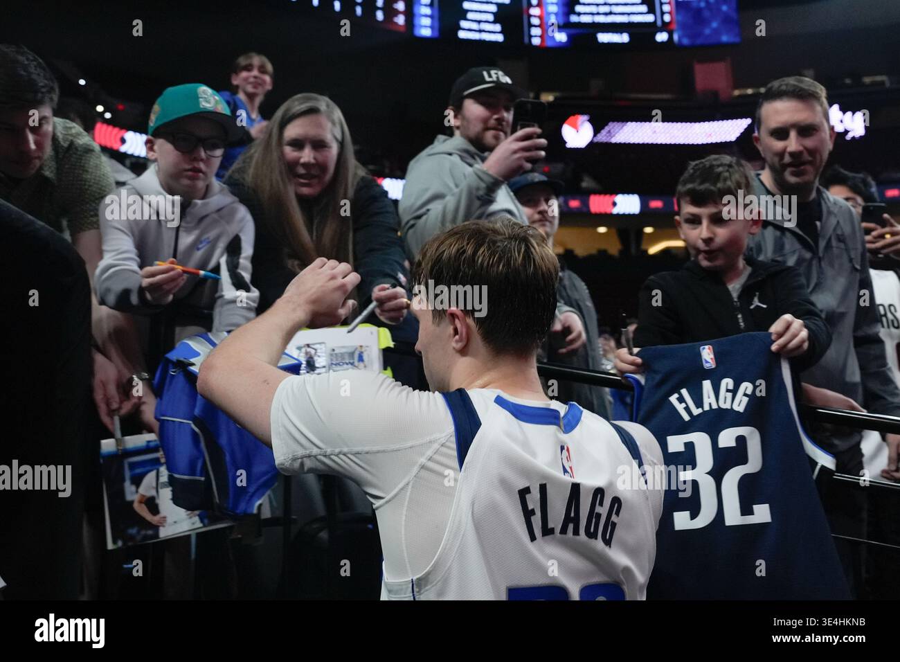Dallas Mavericks forward Cooper Flagg greets fans after an NBA ...