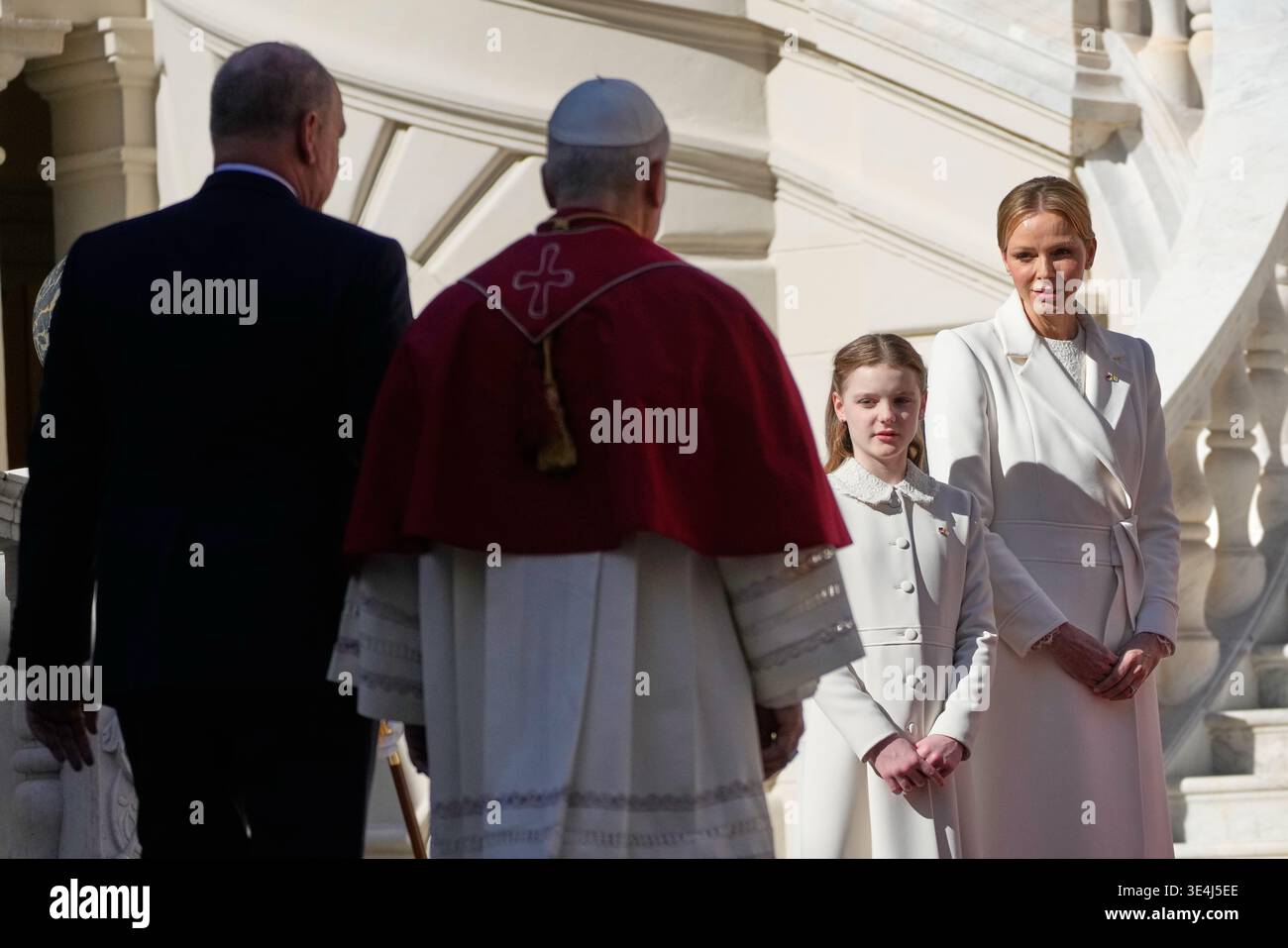Prince Albert II of Monaco, left, Princess Charlene, right, and Crown ...