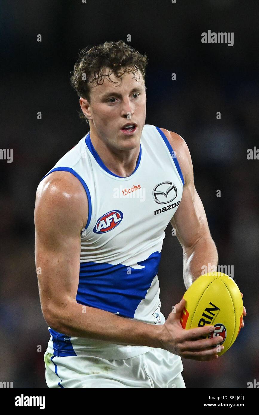 Nick Larkey of North Melbourne in action during the AFL Round 3 match ...