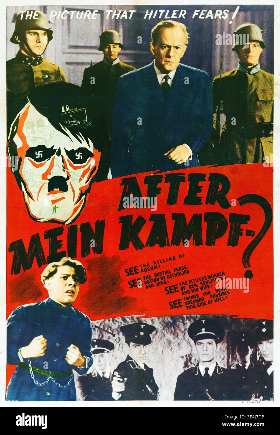 This striking 1940 film poster for "After Mein Kampf?" features a ...
