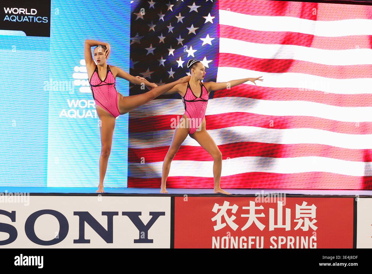 Ghizal Akbar and Kanako Field (USA) during the World Aquatics Artistic ...