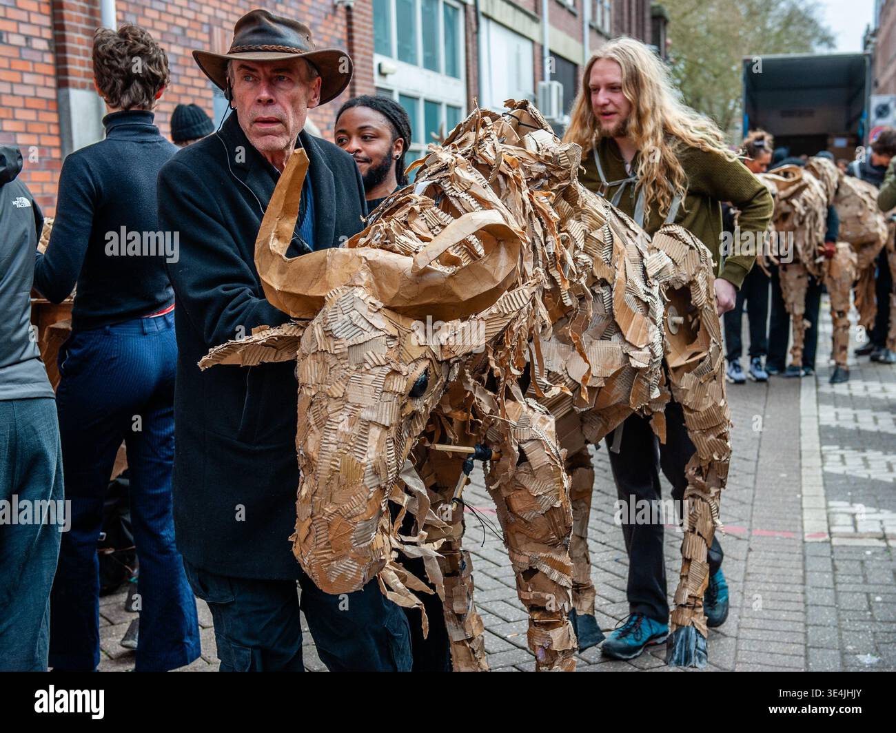 Puppeteers seen moving the creatures to the starting point. THE HERDS ...