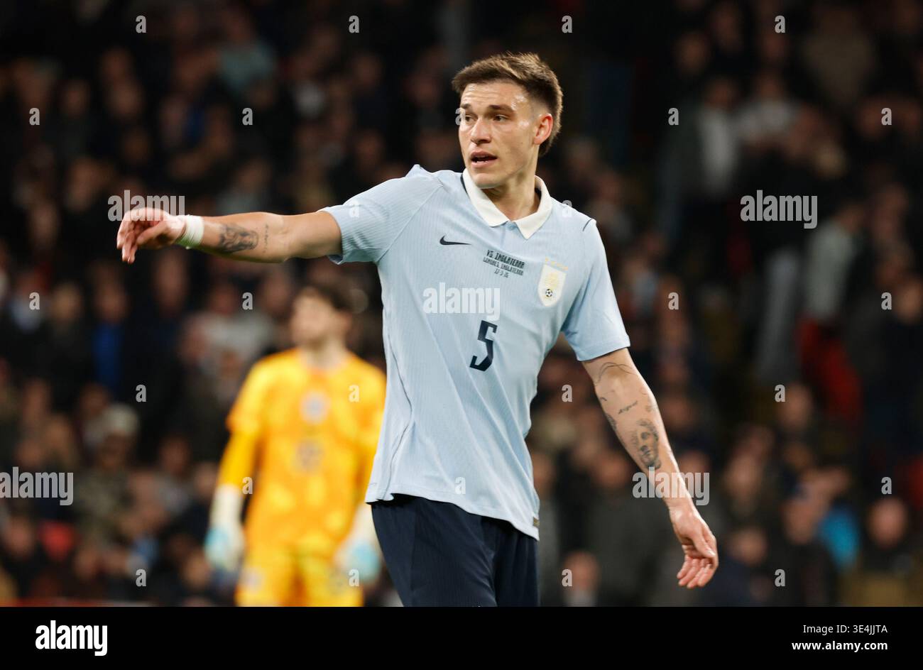 London, UK. 27th Mar, 2026. Urugary's Manuel Ugarte(Manchester United ...