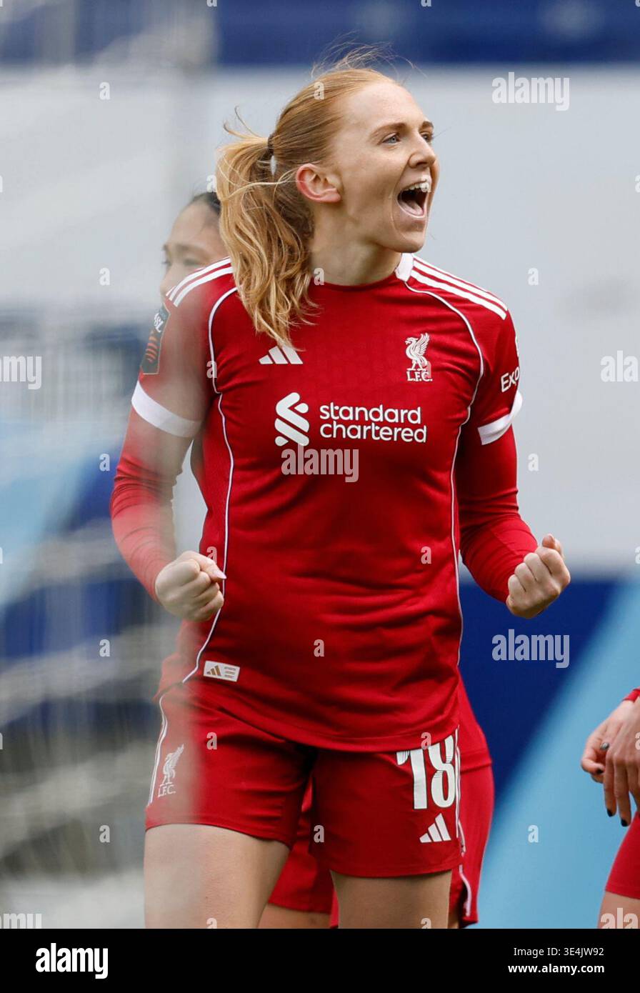 Liverpool's Ceri Holland celebrates with her team mates scoring from ...