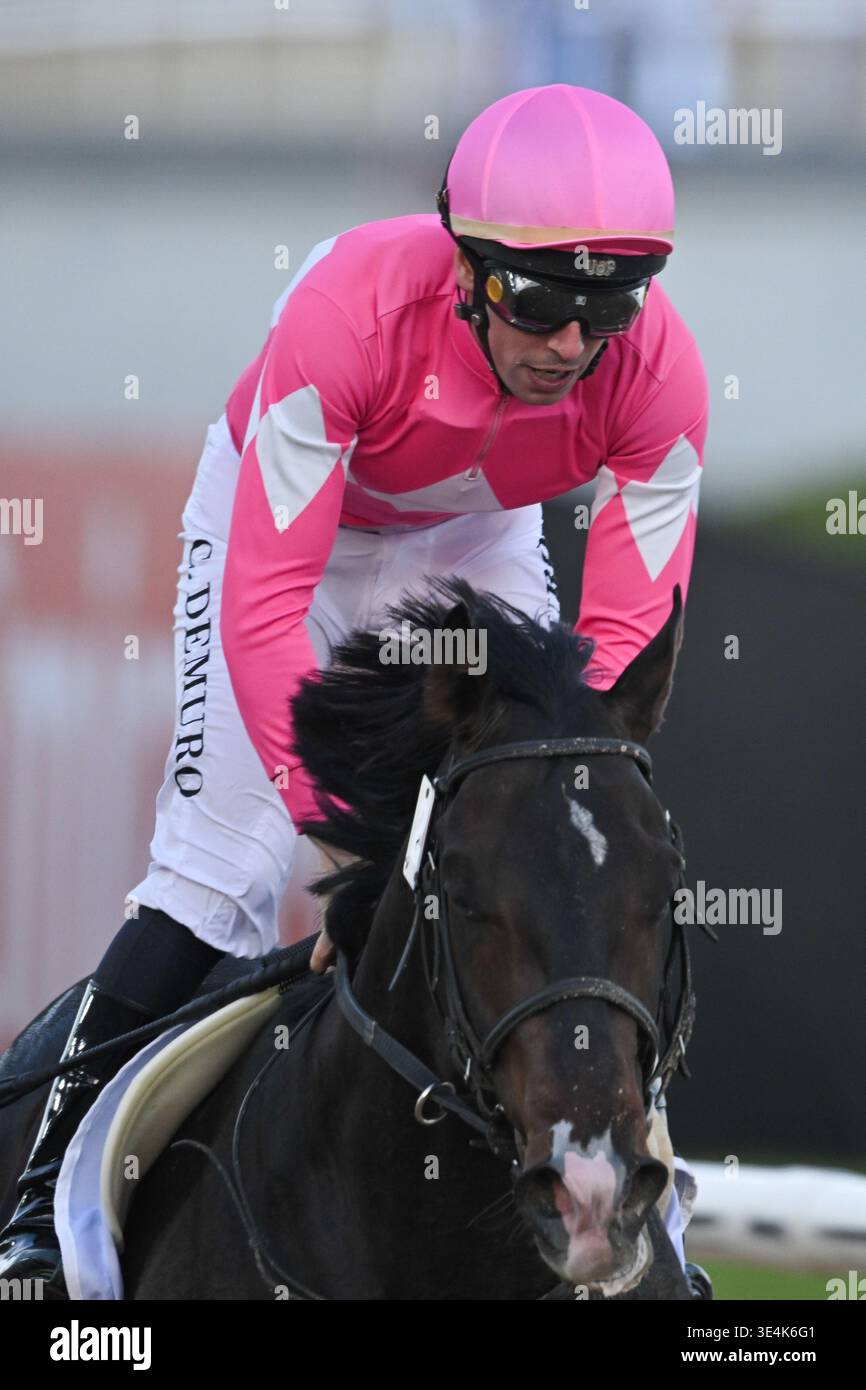 DUBAI, UAE, 28th March 2026. Action from the 4th race of the Dubai ...