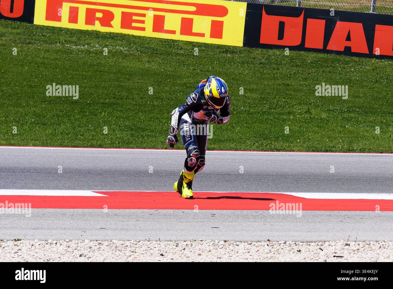 Katie Hand of Team Trasimeno after crashing in Race 1 while riding a ...