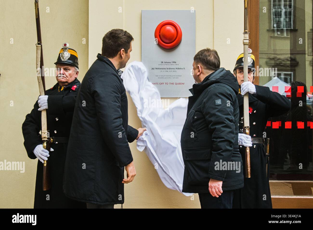 The visit of Queen Elizabeth II to Brno in 1996 is commemorated by a ...