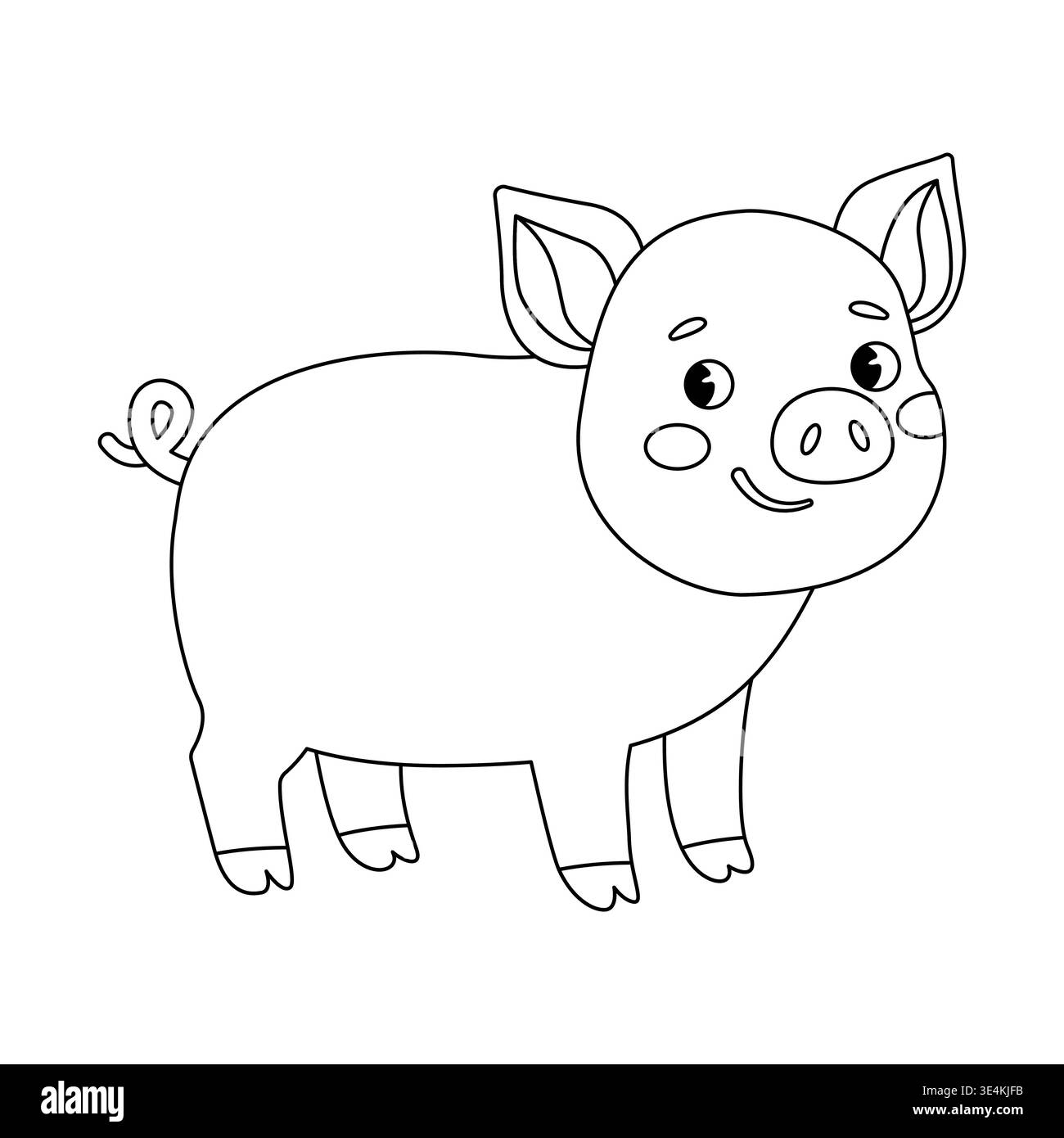 Adorable piglet pig line art drawing for children coloring page vector ...
