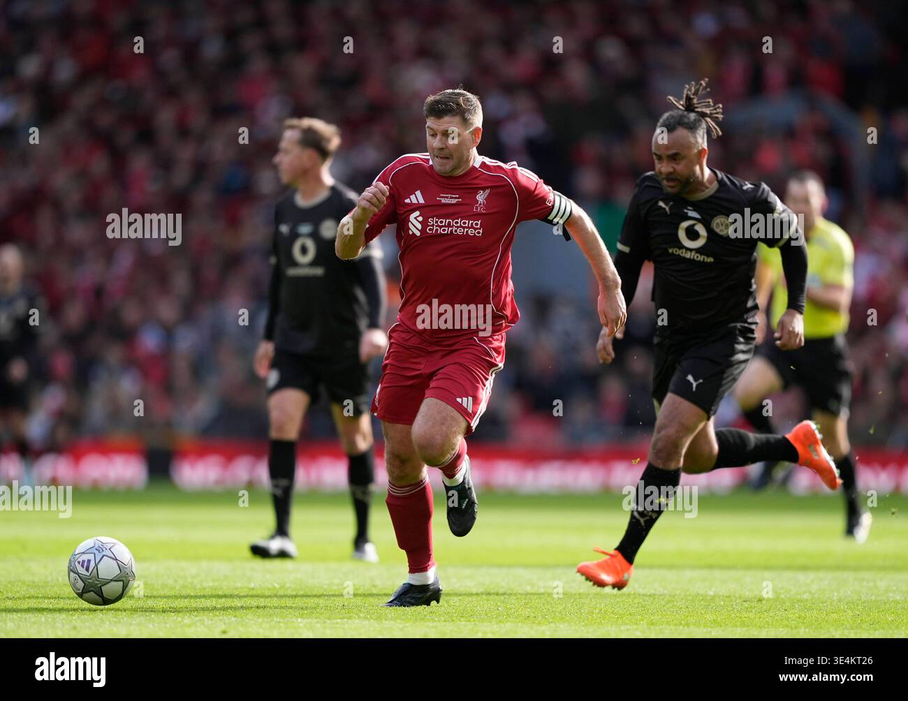 Liverpool Legends' Steven Gerrard (left) and Borussia Dortmund Legends ...