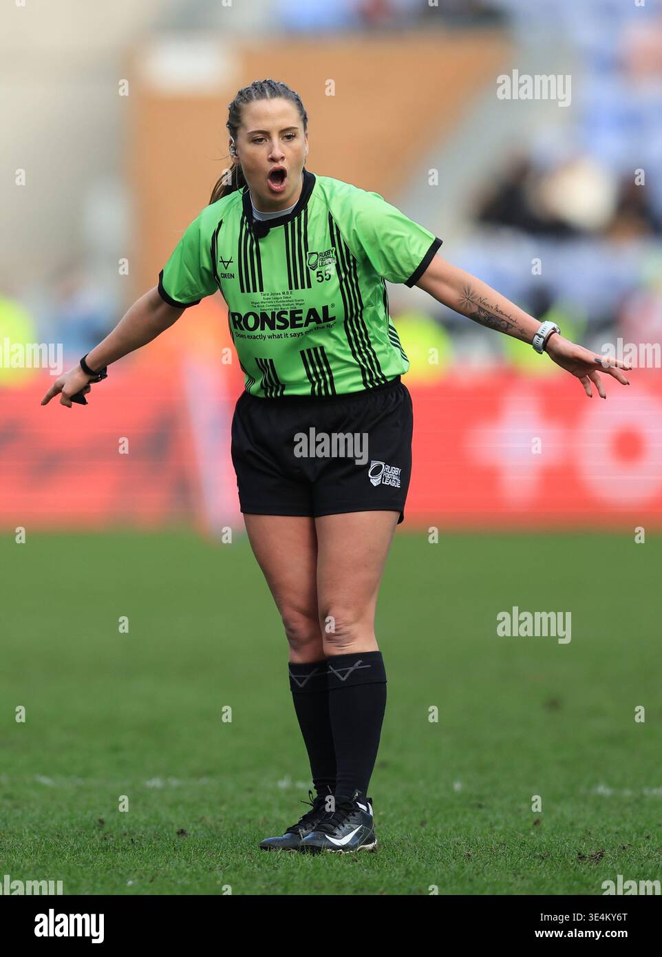 Referee Tara Jones MBE in action during the Betfred Super League match ...