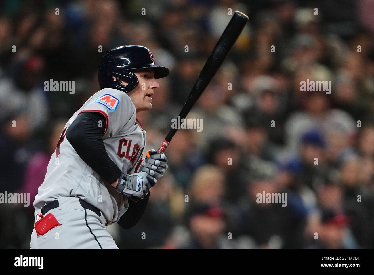 Cleveland Guardians' Chase DeLauter follows through against the Seattle ...