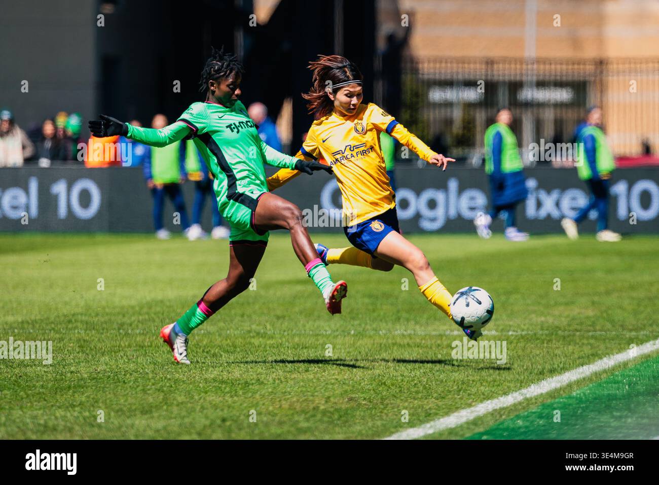 Foxboro, USA. 28 March, 2026. Utah Royals FC player Miyabi Moriya keeps ...