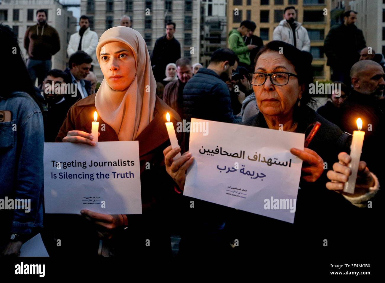 March 28, 2026, Beirut, Beirut, Lebanon: Lebanese hold candles and ...