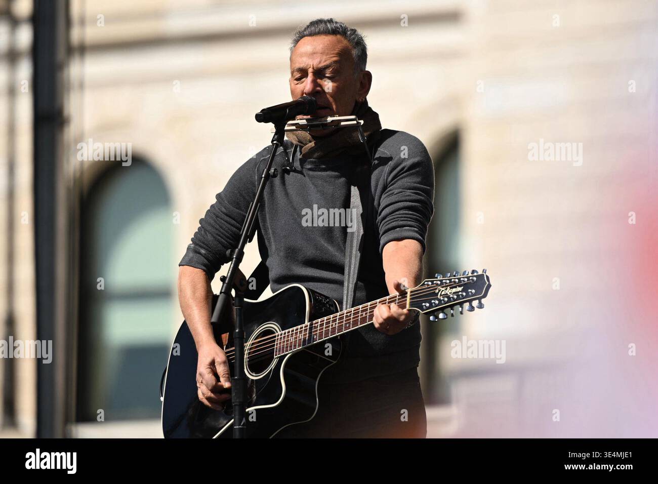 Bruce Springsteen performs during tthe "No Kings" protest Saturday ...