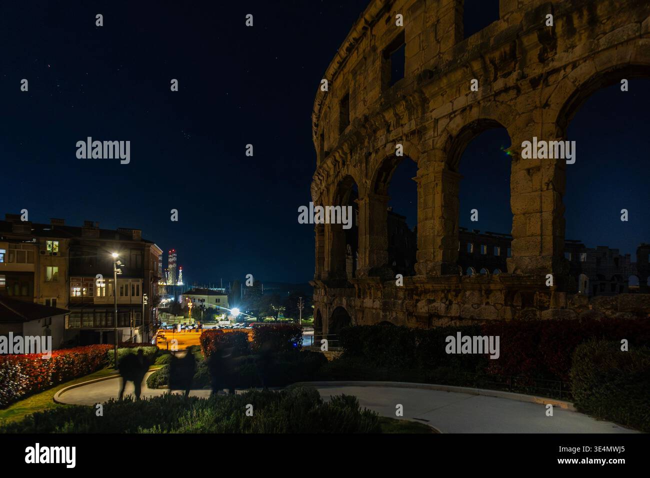 Arena in Pula, Croatia in complete darkness during Earth hour on 28 ...