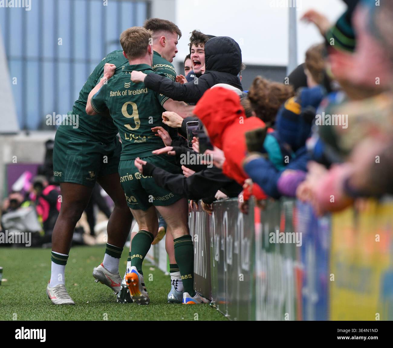 Galway, Ireland. 28th March, 2026. Connacht's Matthew Devine celebrates ...