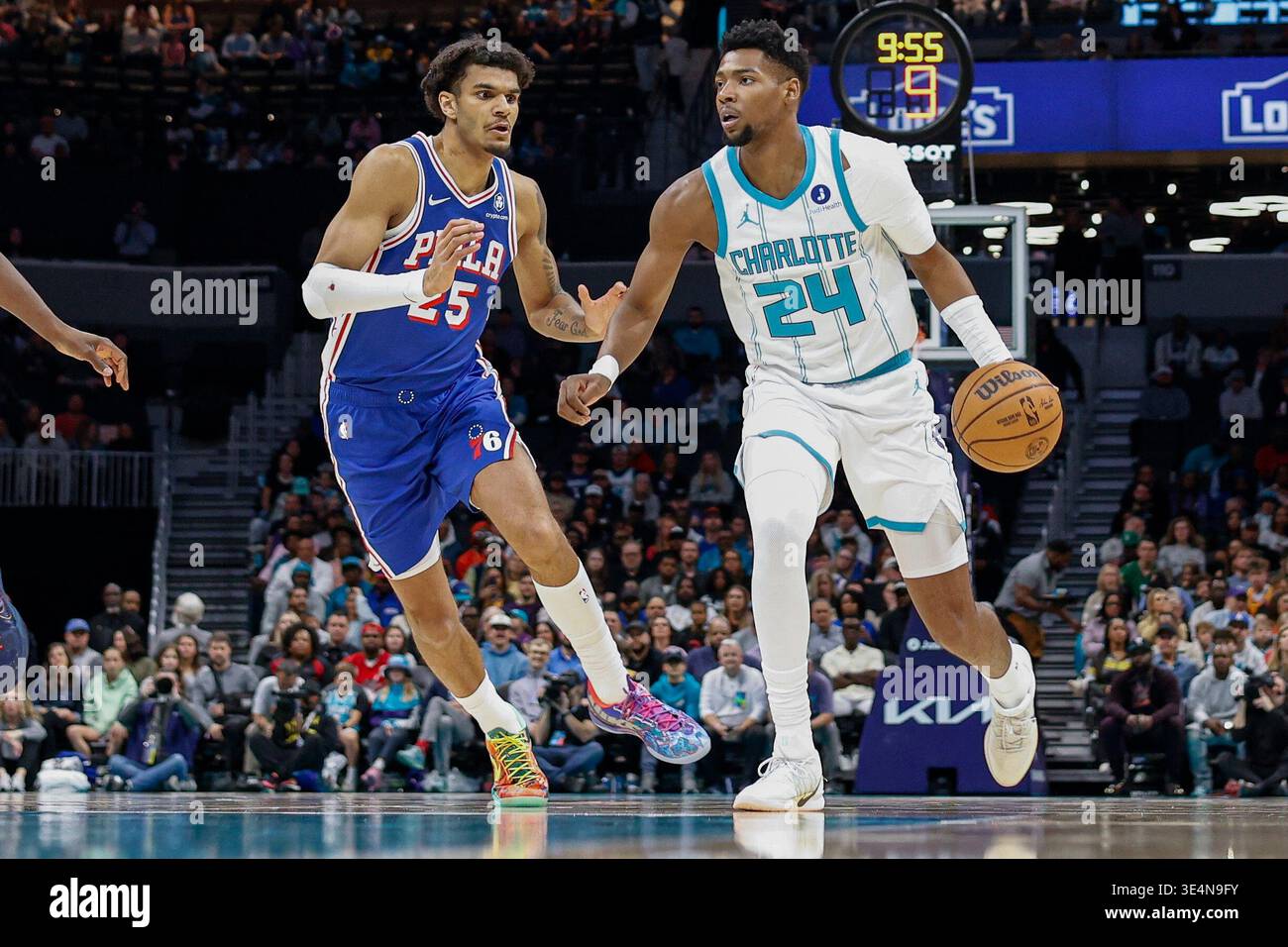 Charlotte Hornets forward Brandon Miller (24) moves the ball against ...