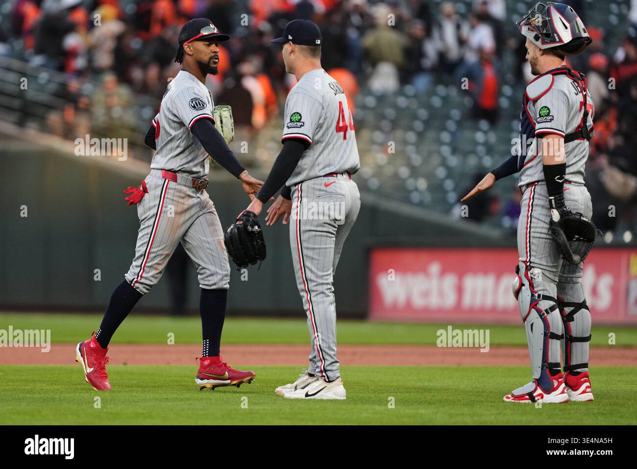 From left, Minnesota Twins center fielder Byron Buxton, pitcher Cole ...