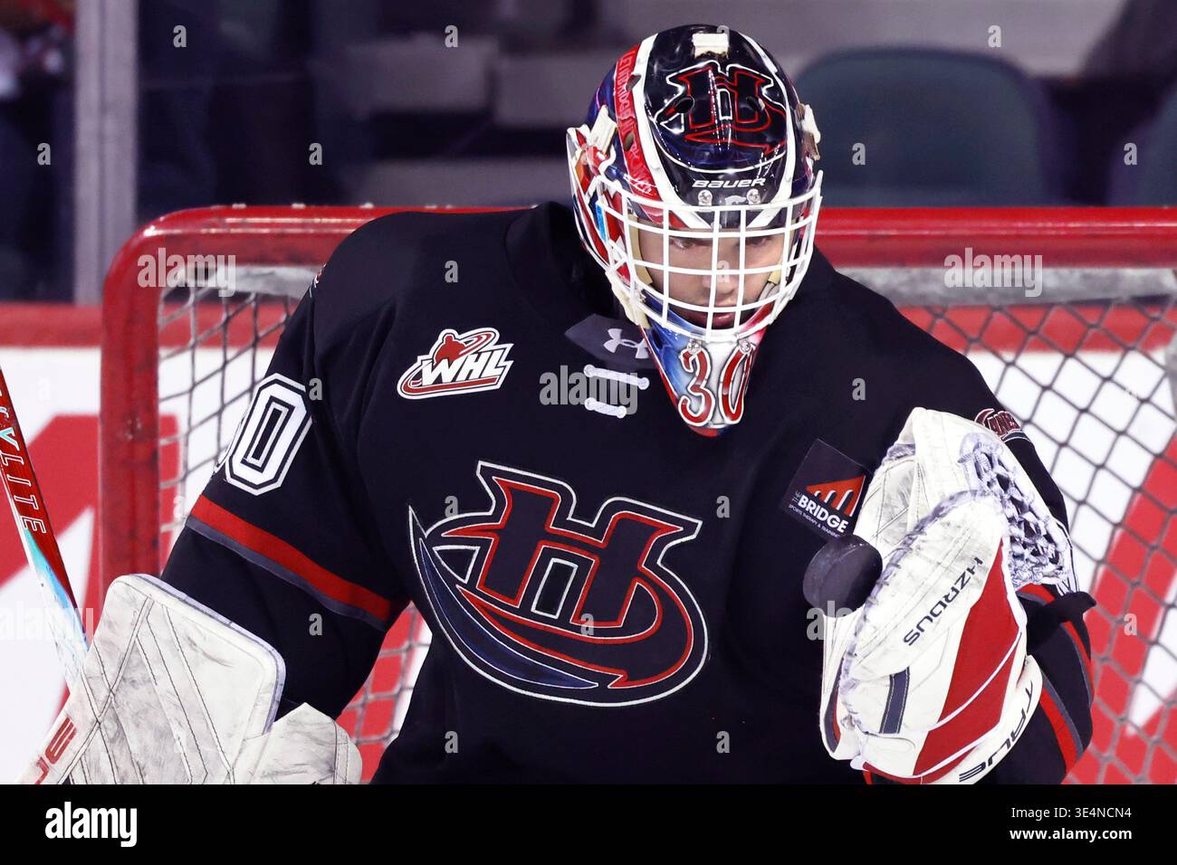Lethbridge Hurricanes goalie Koen Cleaver during WHL (Western Hockey ...