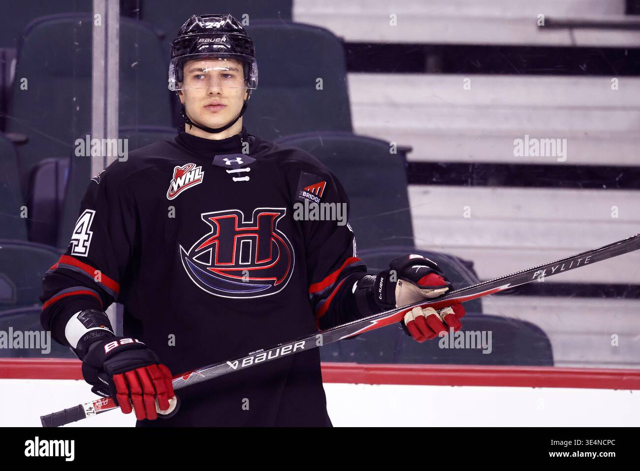 Lethbridge Hurricanes D Tomas Malinek, from Czechia, during WHL ...