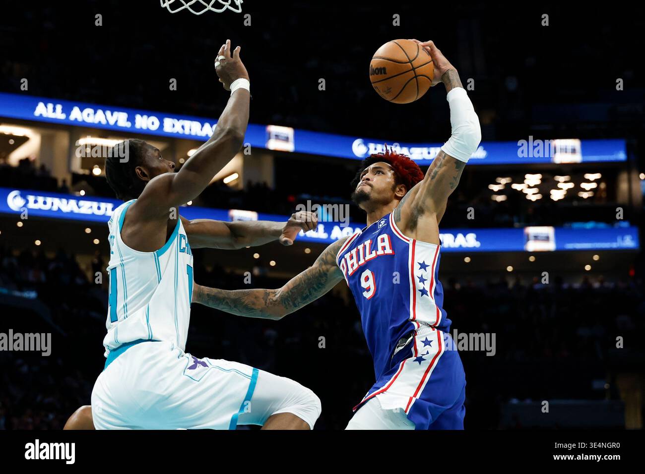 Philadelphia 76ers guard Kelly Oubre Jr. (9) drives for a dunk against ...