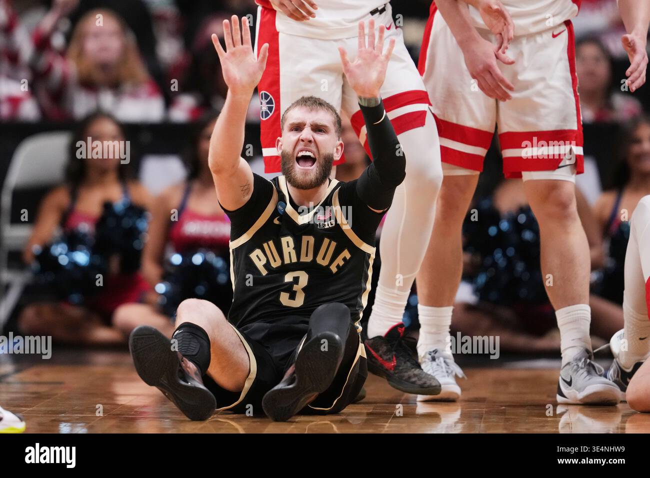 Purdue guard Braden Smith (3) reacts during the first half in the Elite ...