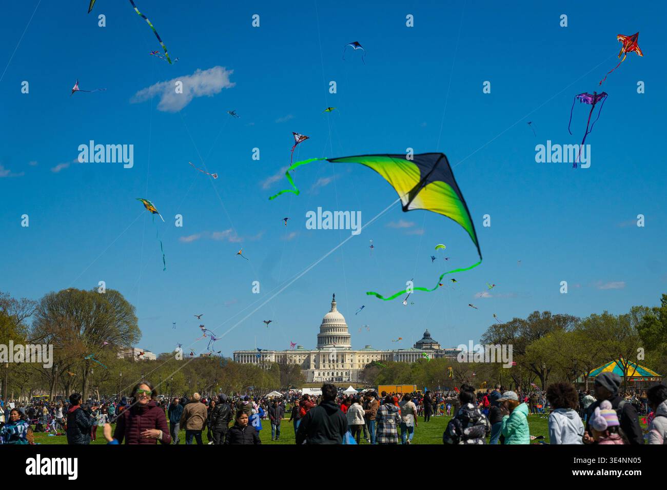 Hundreds of enthusiasts flew kites on the National Mall during the ...