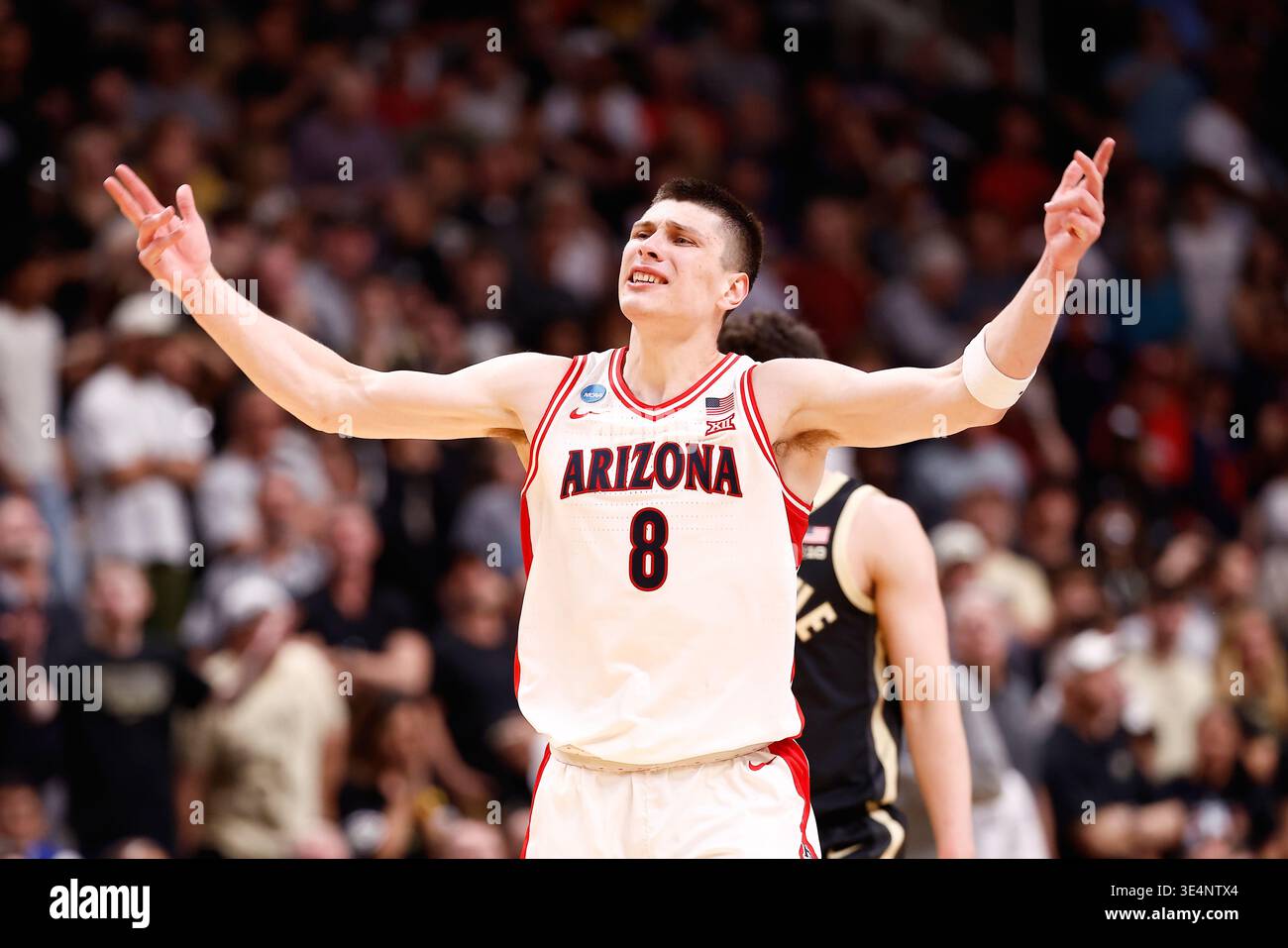 Arizona forward Ivan Kharchenkov reacts after scoring during the second ...