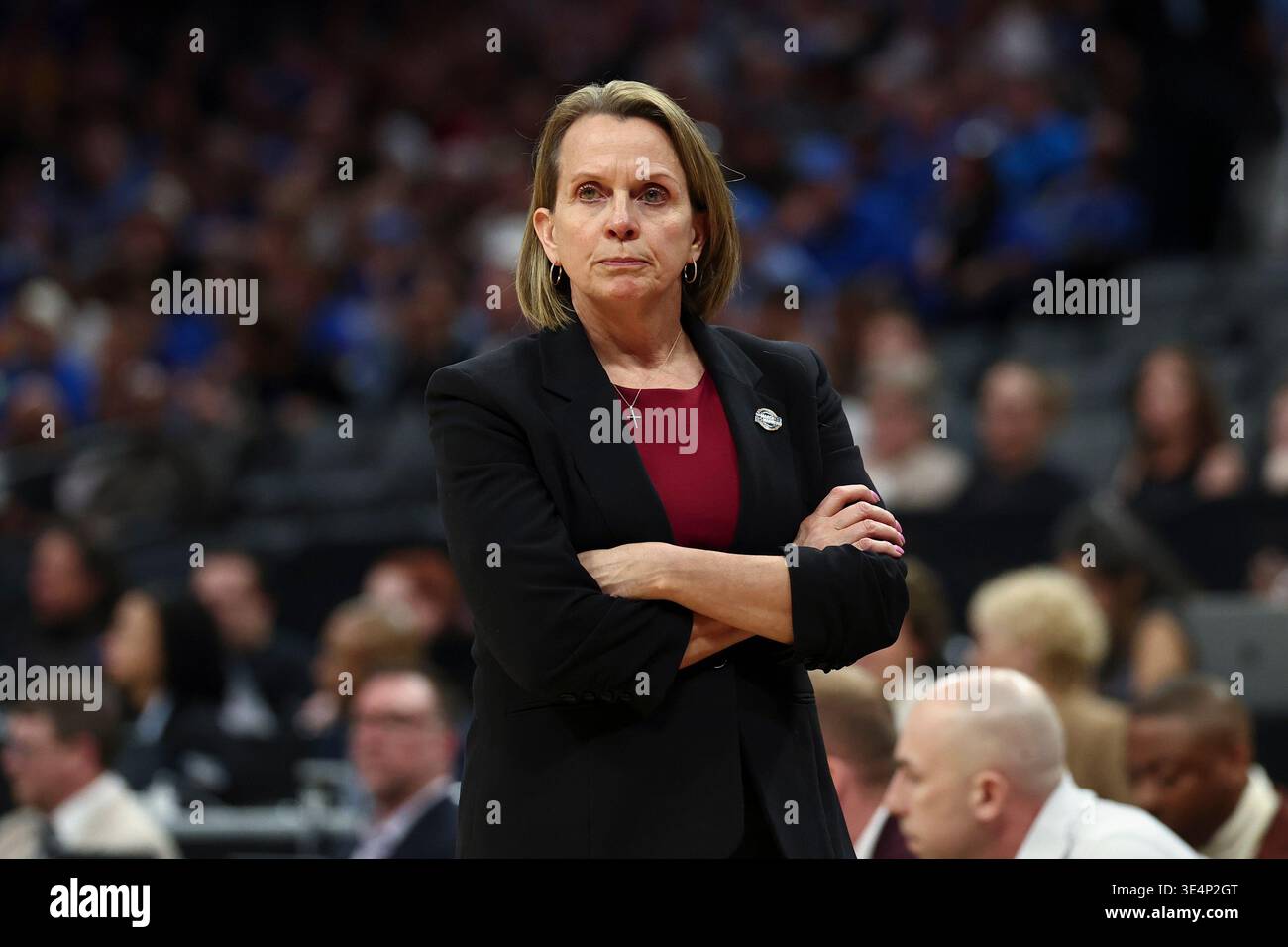 Minnesota head coach Dawn Plitzuweit watches the team during the first ...