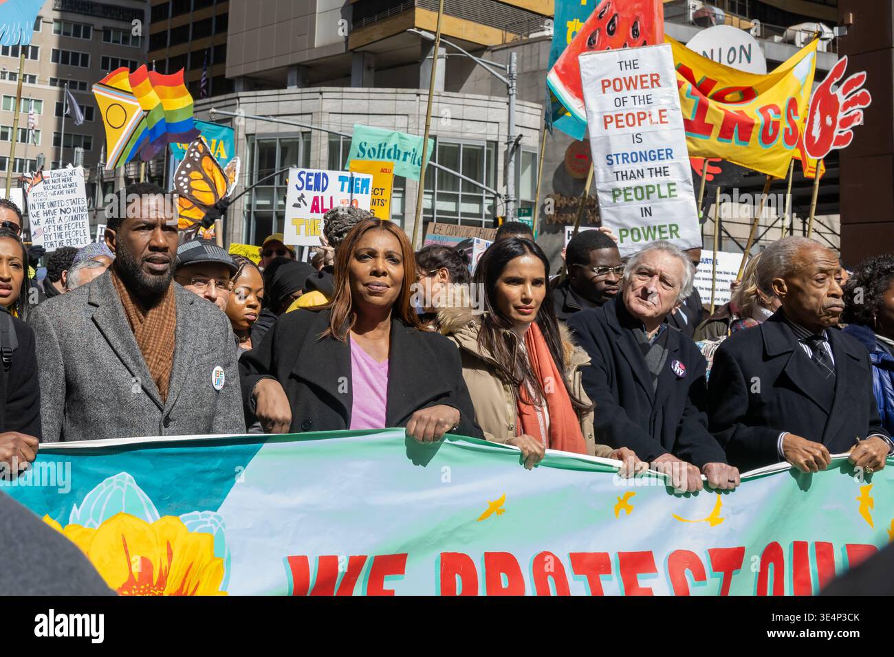 (L-R) NYC Public Advocate Jumaane Williams, New York AG Letitia James ...