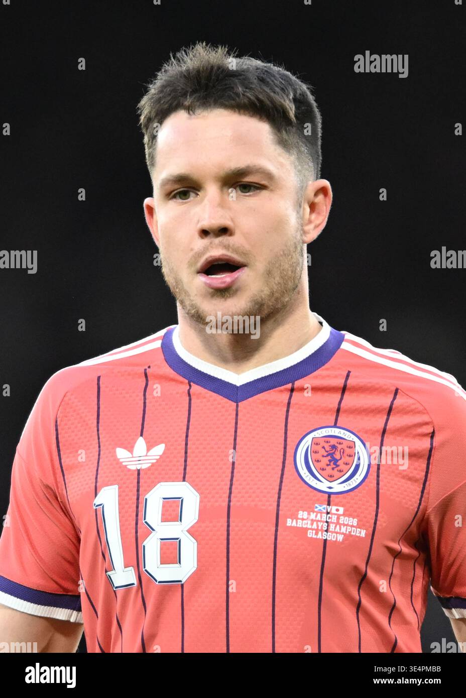 Glasgow, Scotland, 28th March 2026. George Hirst of Scotland during the ...