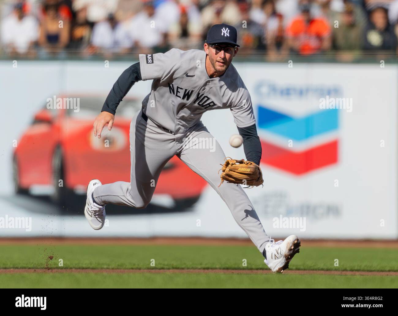 March 28 2026 New York third baseman Ryan McMahon (19)makes a play on ...