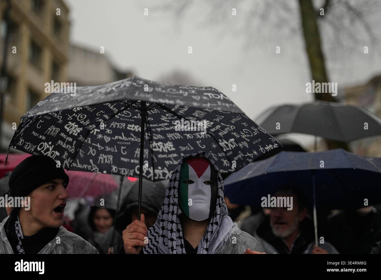 People chant slogans during a pro-Palestinian protest in Istanbul ...