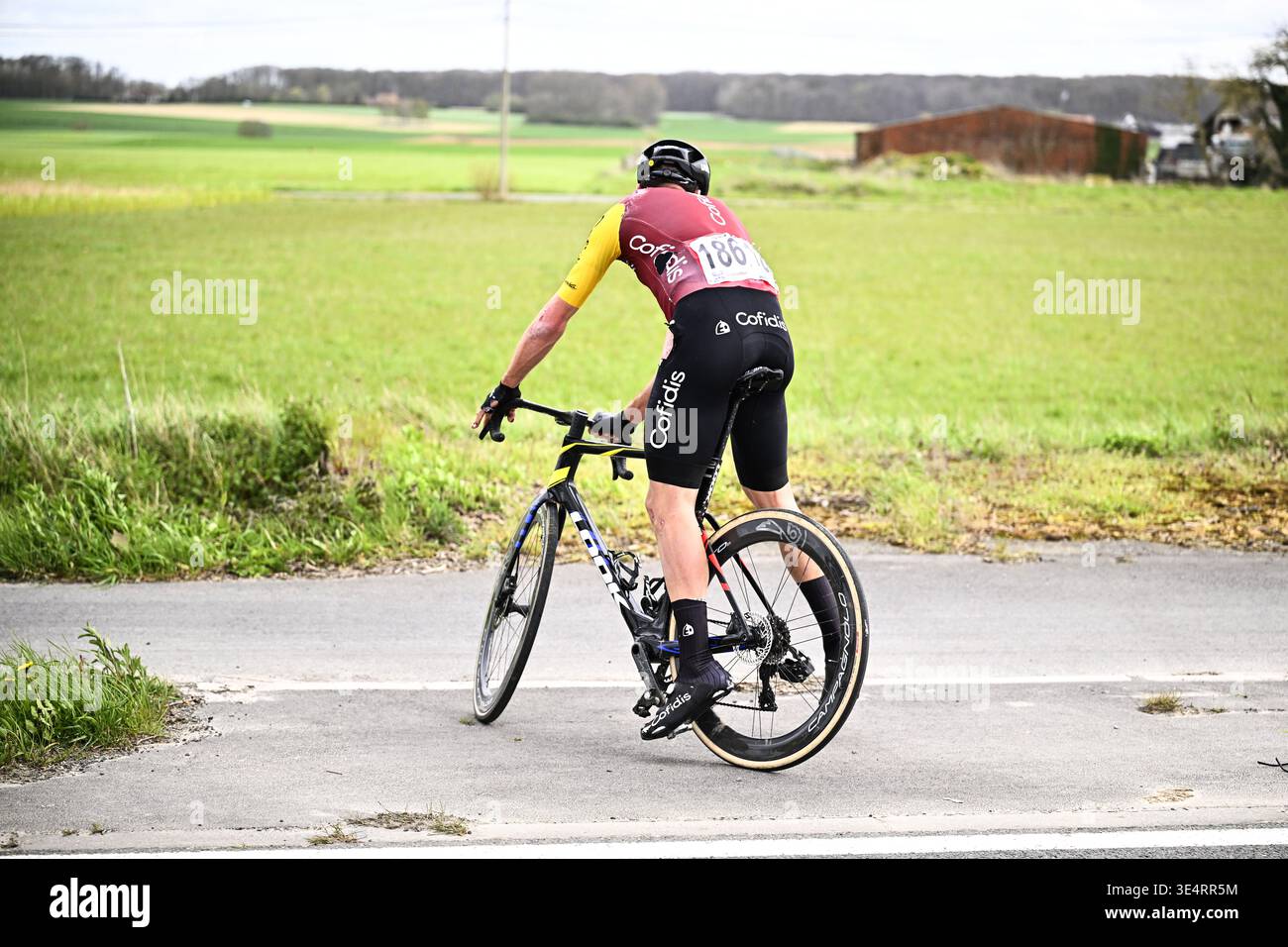 French Alexis Renard of Cofidis pictured after a crash during the men ...