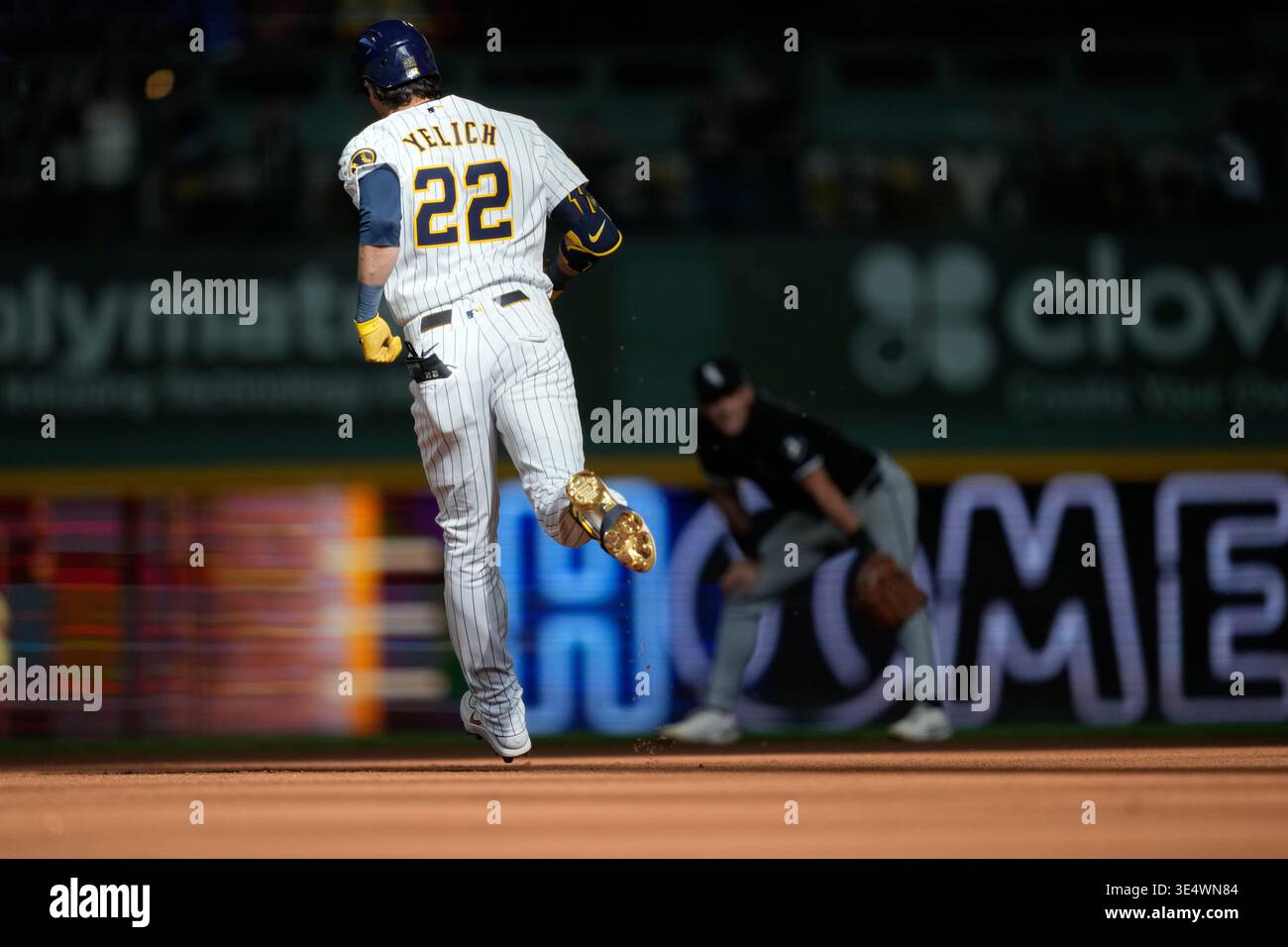 Milwaukee Brewers' Christian Yelich runs the bases after hitting a ...