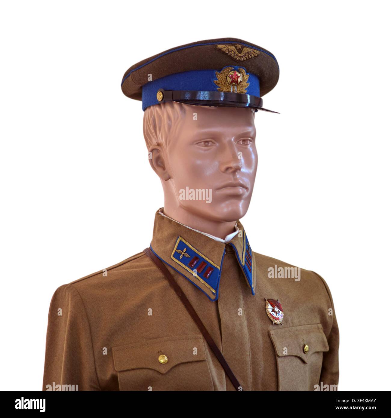 Mannequin of soviet soldier wearing vintage military pilot uniform USSR ...