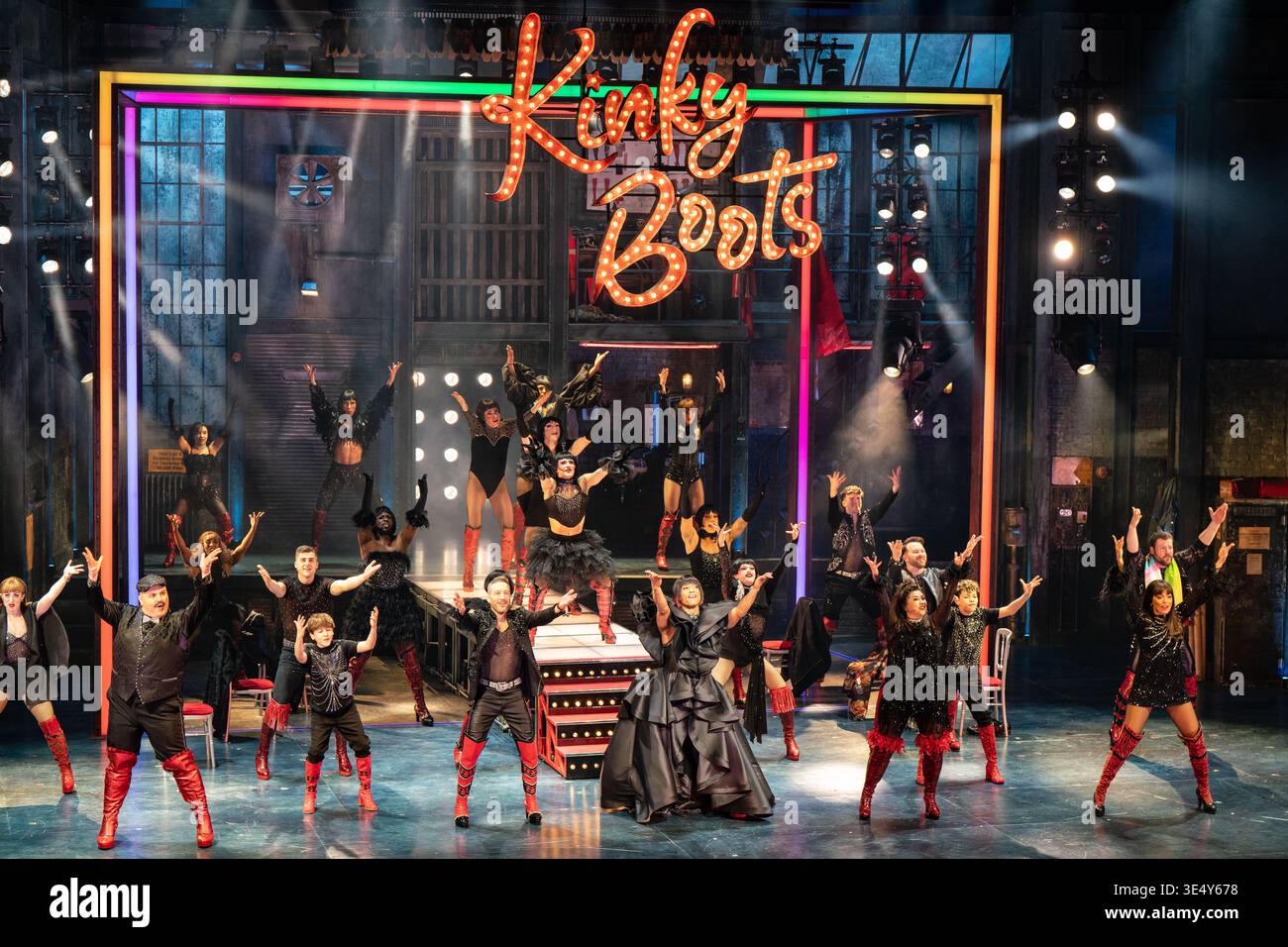 The cast of Kinky Boots the musical seen on stage at the curtain call ...