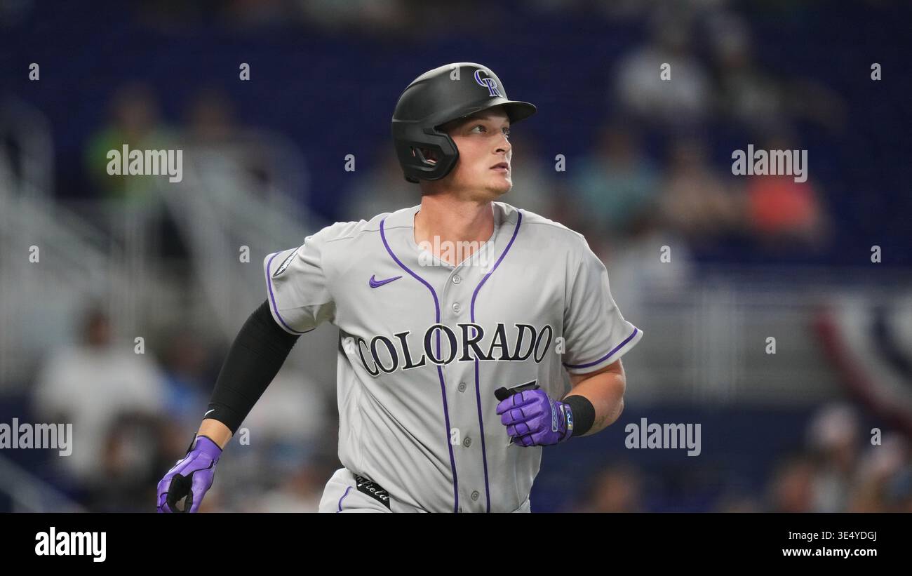 Colorado Rockies' TJ Rumfield runs after hitting also home run during ...