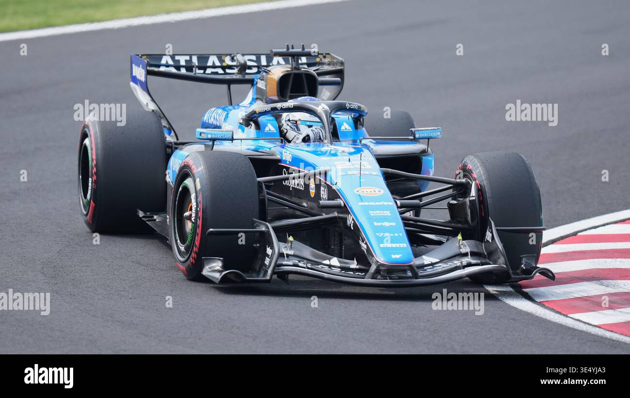 Williams driver Alexander Albon of Thailand steers his car during the ...