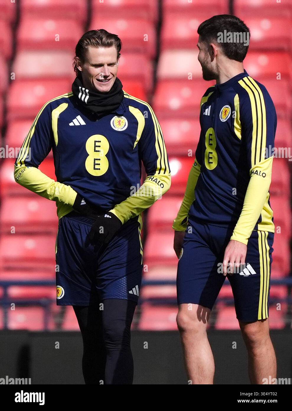 Scotland's Scott McTominay (left) and George Hirst during a training ...