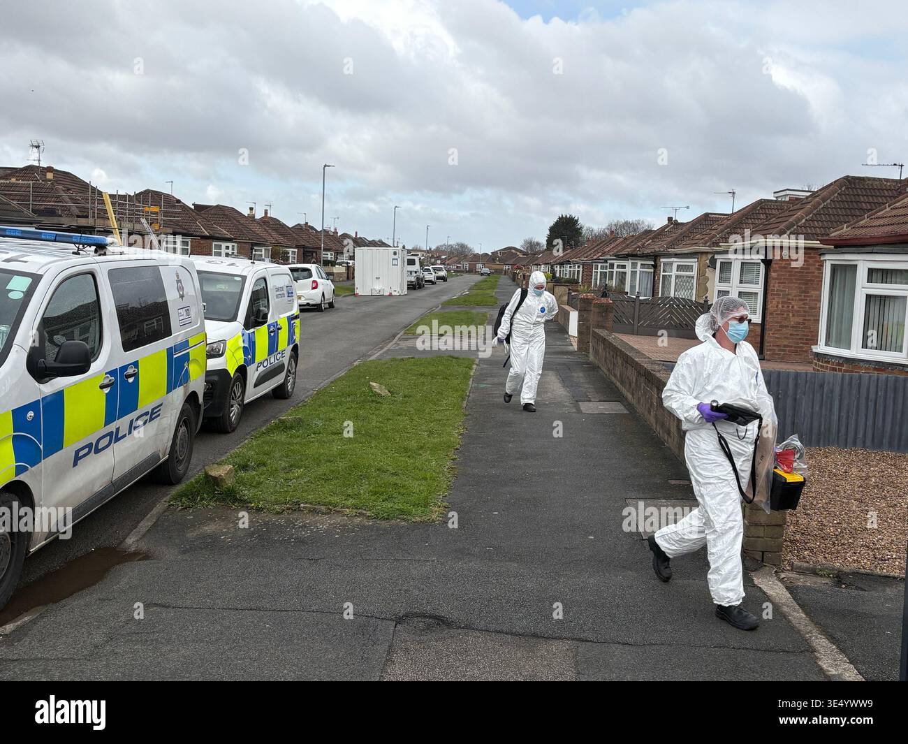 Police forensics officers at the scene in Kennerleigh Avenue, in the ...
