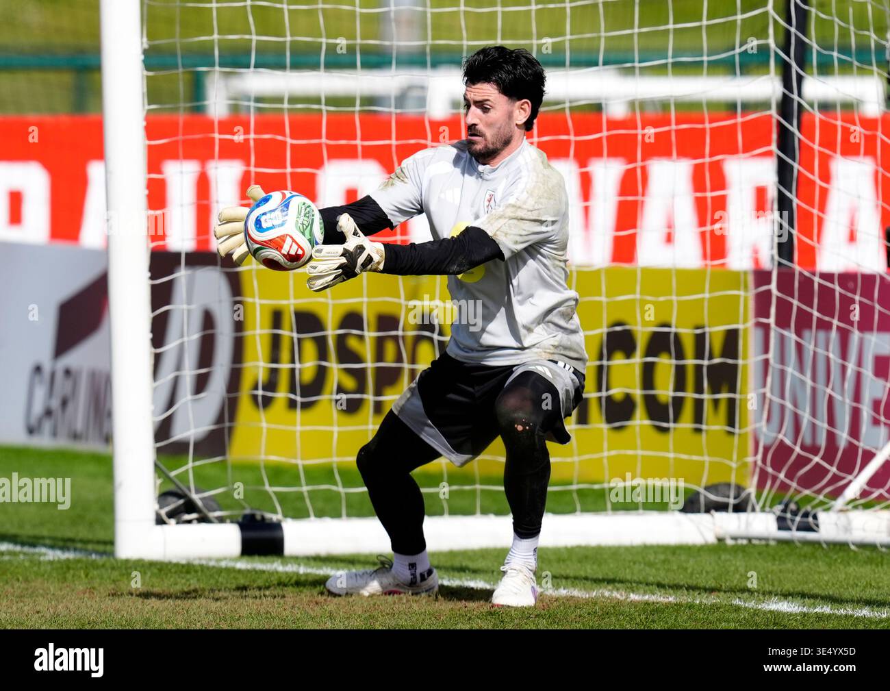 Wales goalkeeper Tom King during a training session at the Vale Resort ...