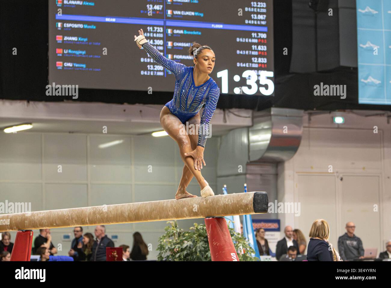 Celia Serber of France on beam during the Senior competition in the ...