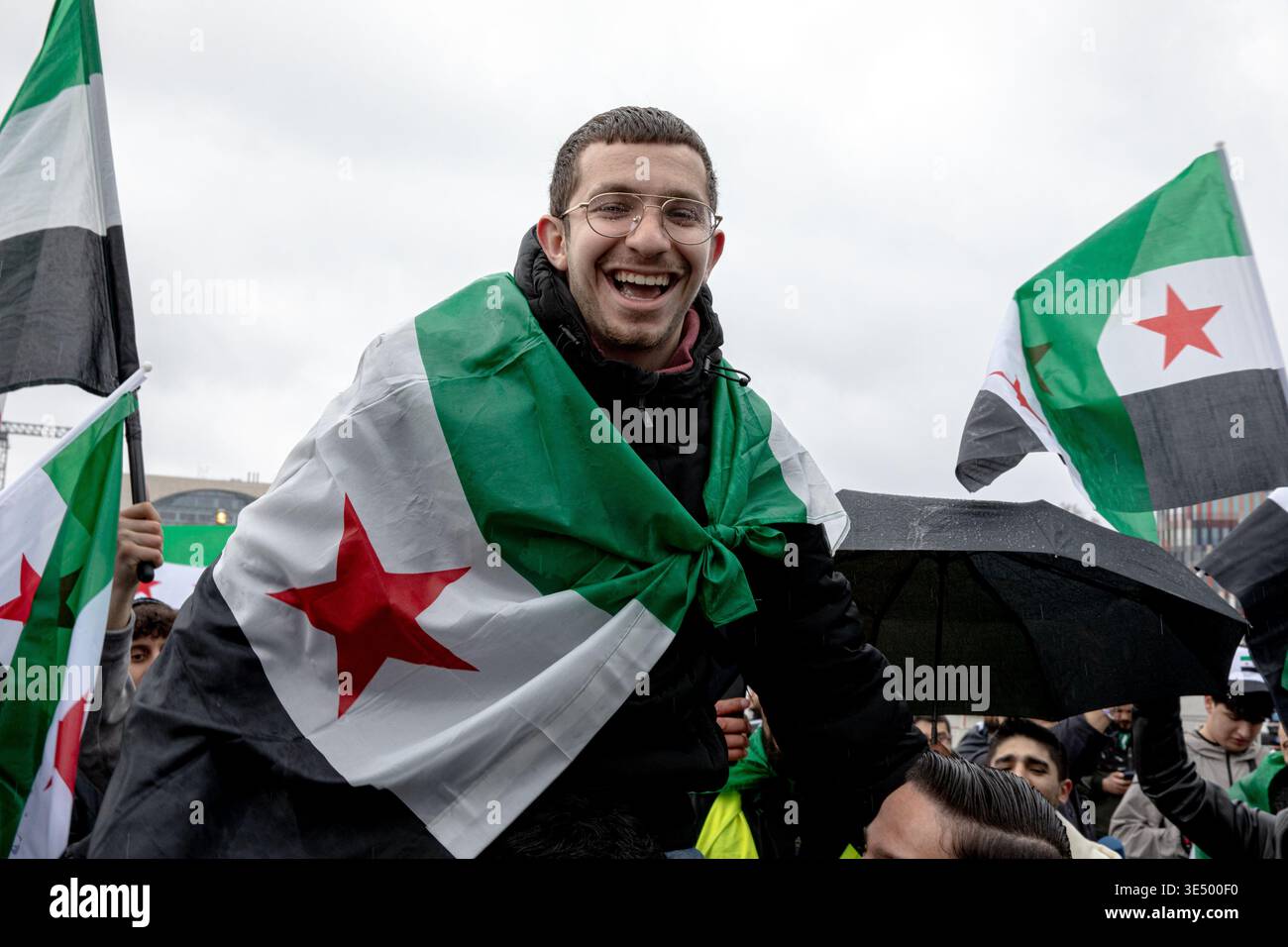 On Monday, March 30, 2026, supporters of Syrian President Ahmed al ...