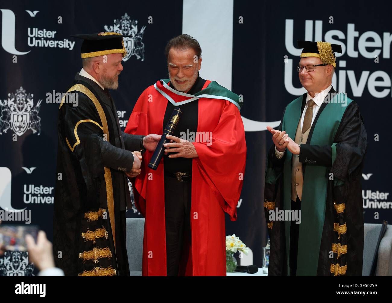 Chancellor of the Ulster University Colin Davidson presents Arnold ...