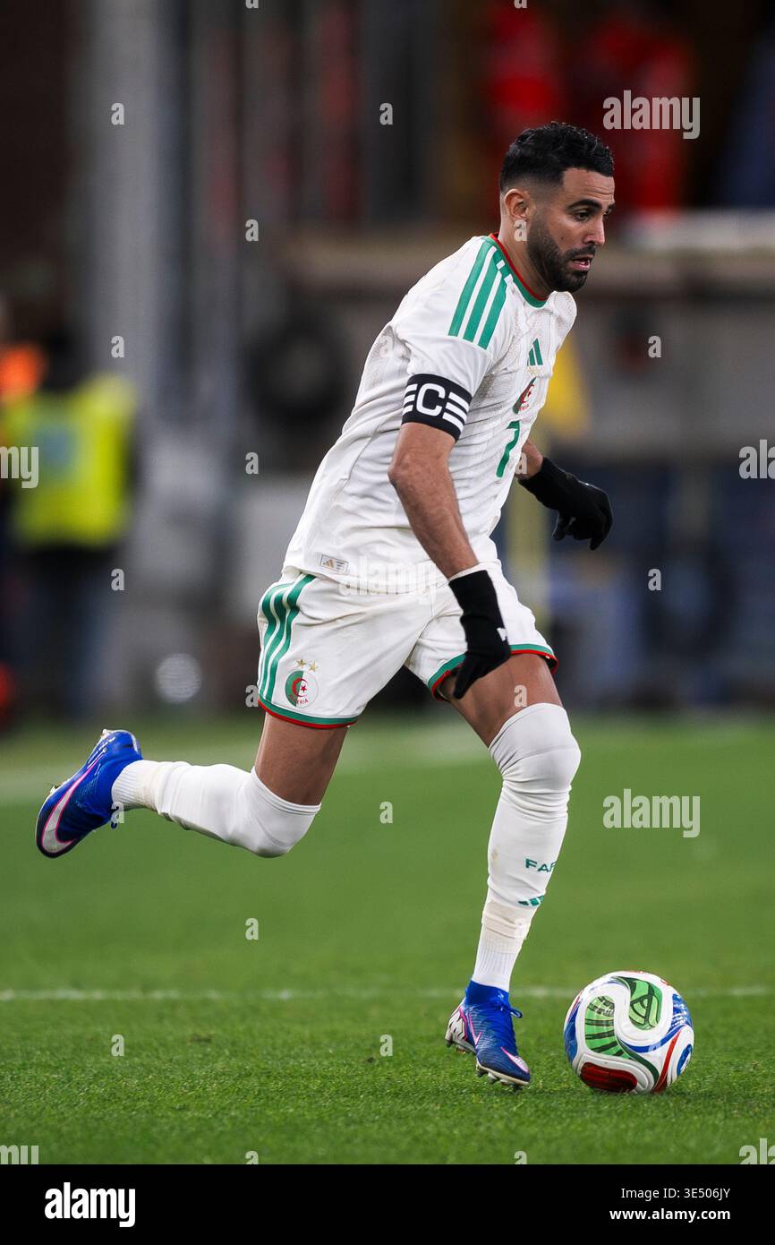 Riyad Mahrez of Algeria in action during the friendly football match ...