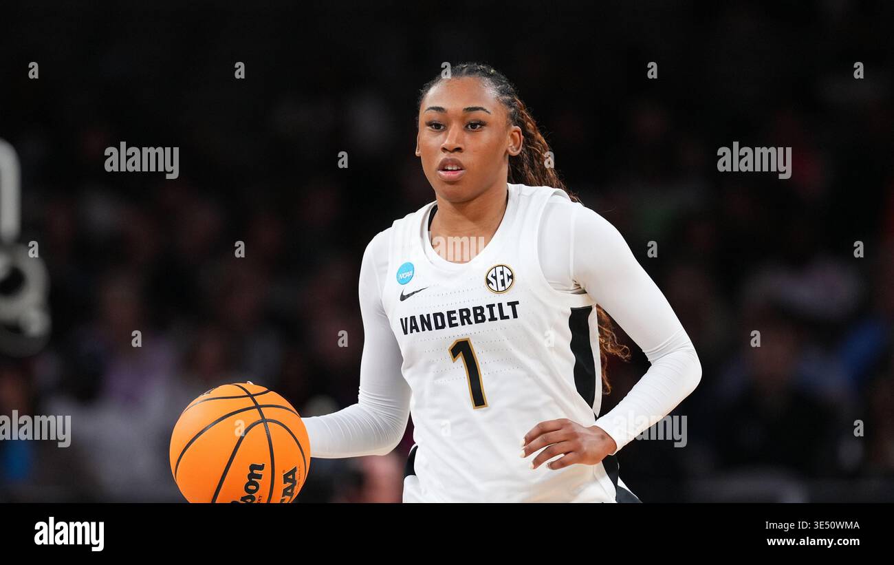 Vanderbilt guard Mikayla Blakes advances the ball up court in the ...